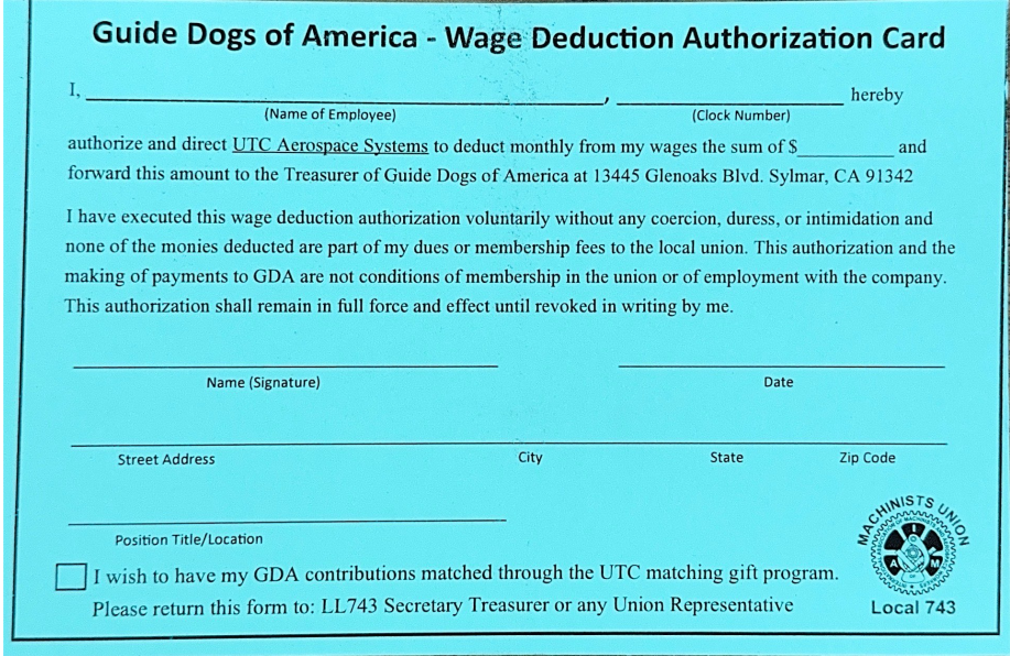 Guide Dogs of America – IAM Local 743